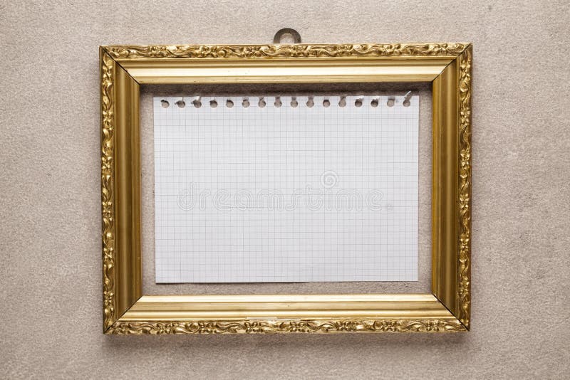 Notepad Paper Sheet in Picture Frame Stock Photo - Image of concrete ...