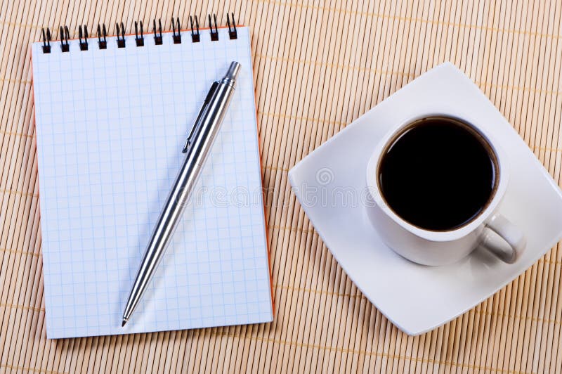 Notepad with Pen and Coffee. Stock Image - Image of closeup, notebook ...