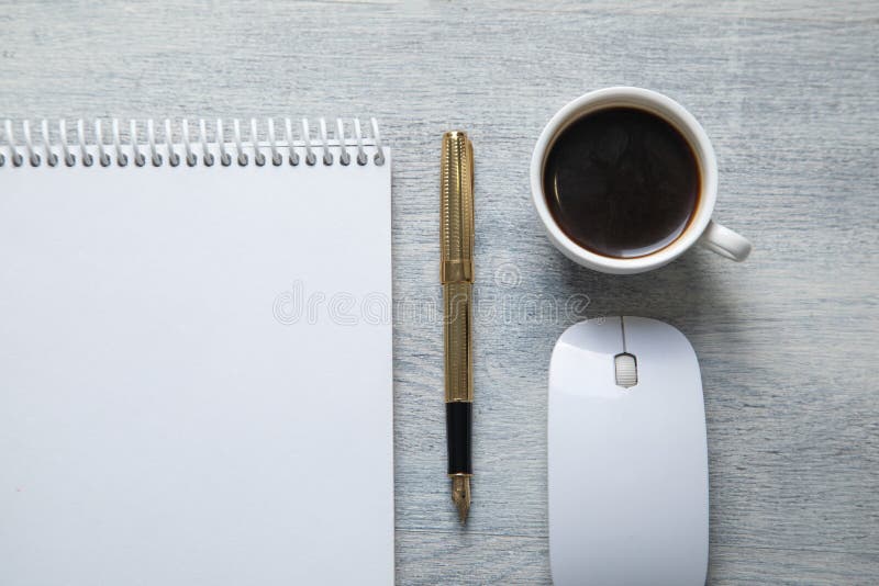 Notepad, Pen, with a Different Business Objects on the Table Stock ...