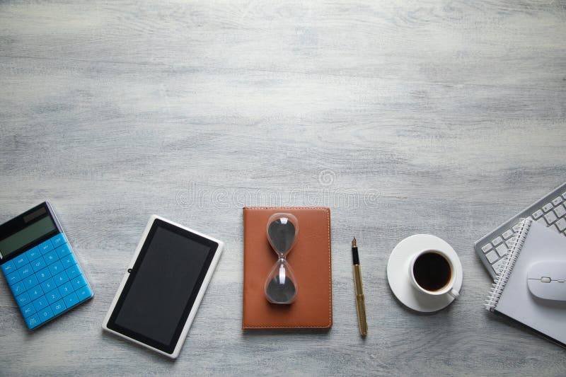 Notepad, Pen, with a Different Business Objects on the Table Stock ...