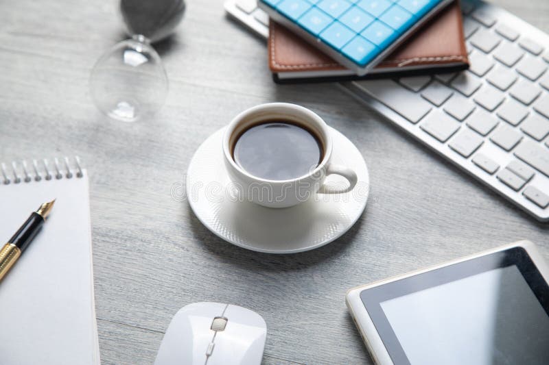 Notepad, Pen, with a Different Business Objects on the Table Stock ...