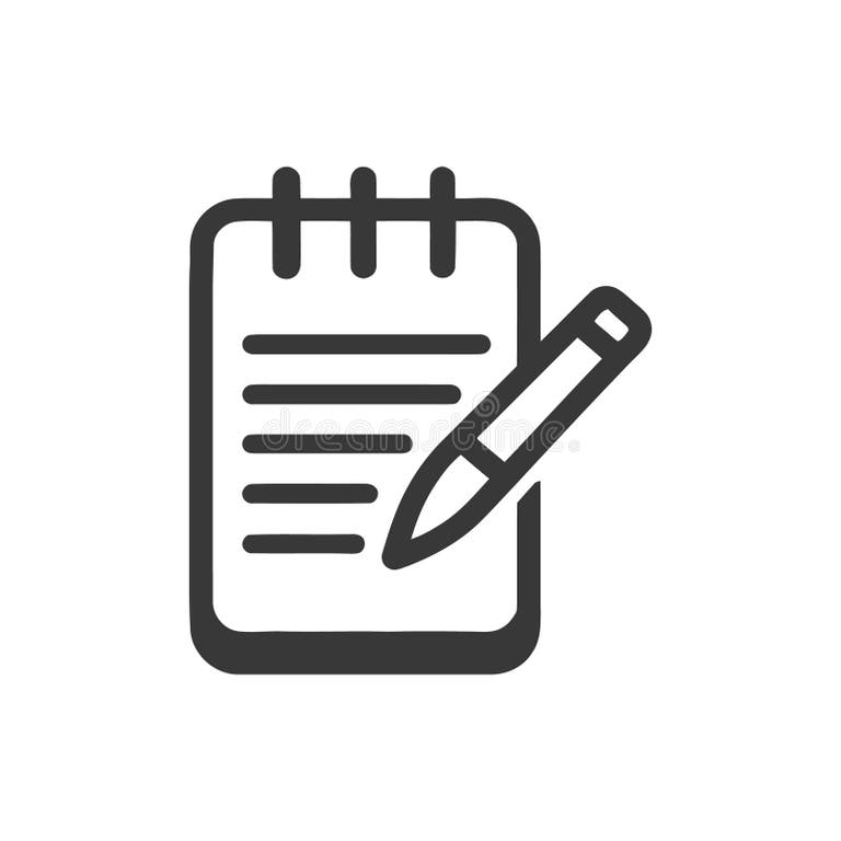 Notepad Icon with Pen, Simple Note Taking App Interface Design Stock ...
