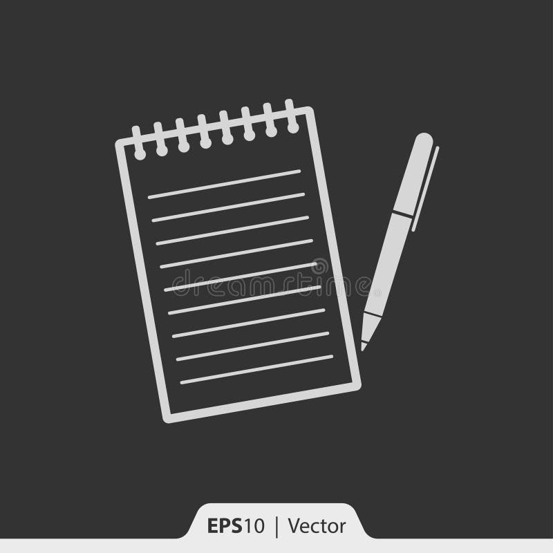Notepad with Pen Icon for Web and Mobile Stock Illustration ...