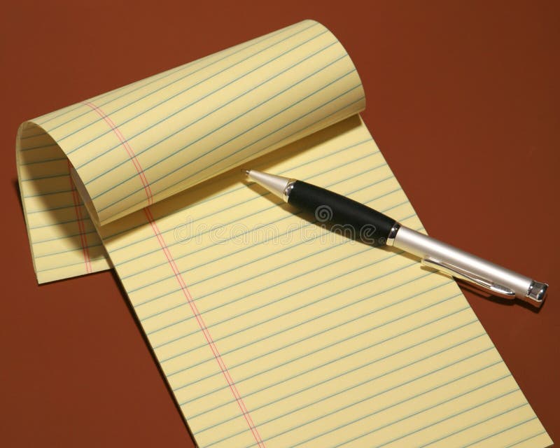 Notepad and Pen Isolated on a Brown Background Stock Photo - Image of ...