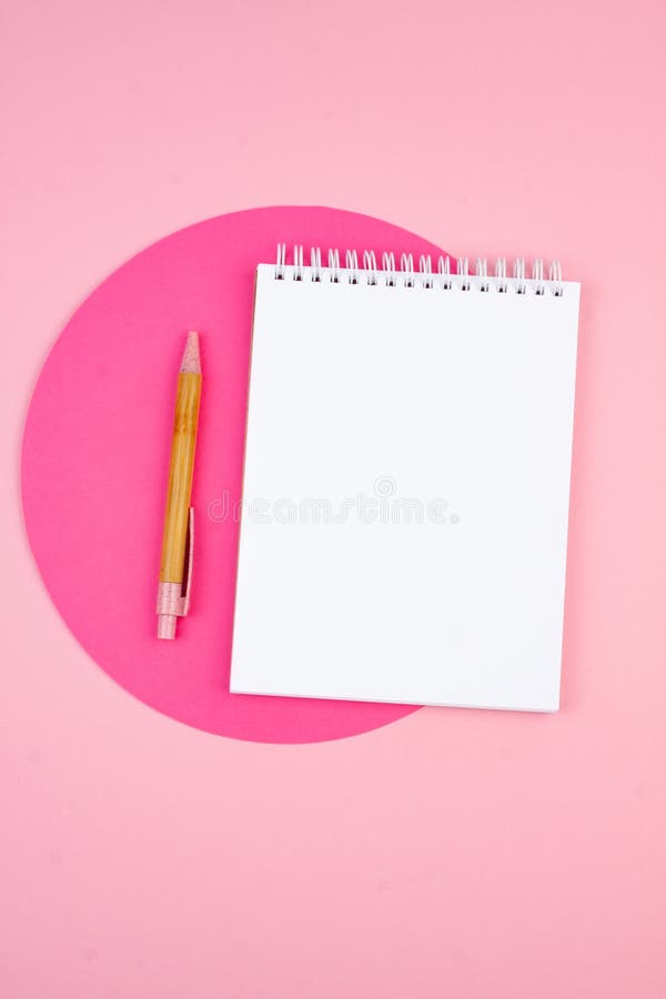 Notepad and Pen on Pink Background in Flat Lay Style. Planning Concept ...