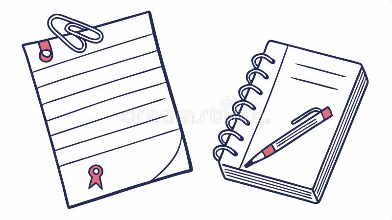 Notepad and Pen with Ribbon, Writing Stationery, Journal, Office Supply ...