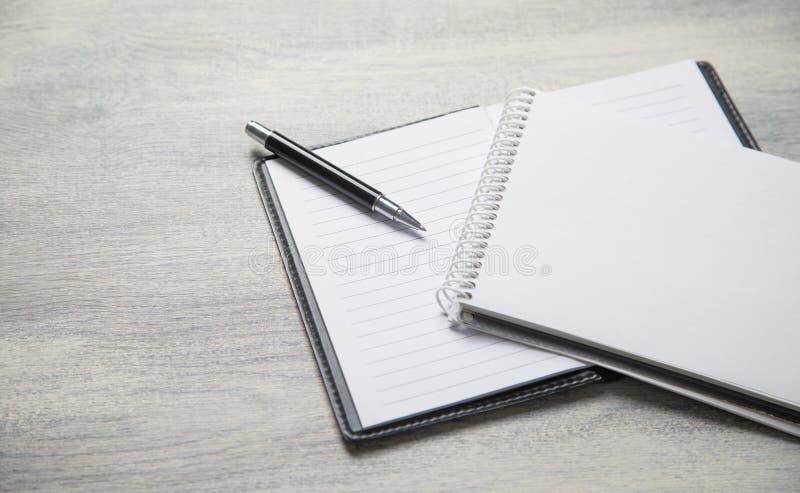 Notepad and Pen on the Table. Business Stock Illustration - Illustration of notebook, paper ...