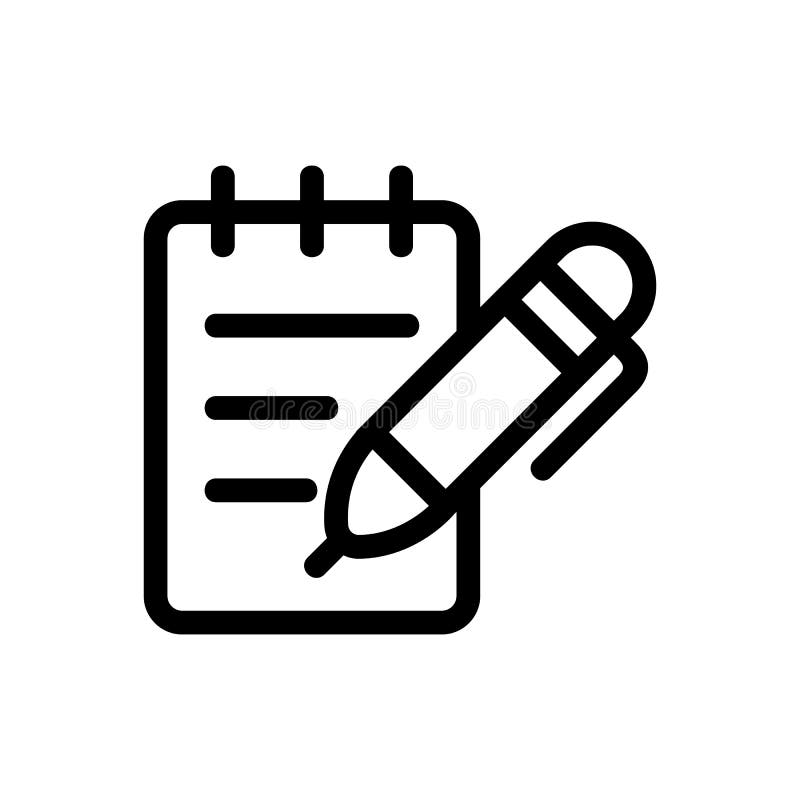 Notepad and Pen Vector Icon. Isolated Contour Symbol Illustration Stock ...