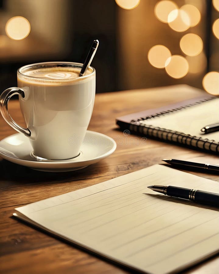 Notepad and Pen Writing while Having a Cup of Coffee in the Morning ...