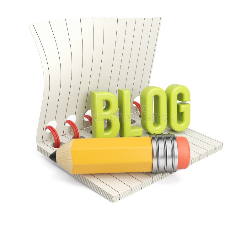 Notepad and Pencil with Blog Word Stock Illustration - Illustration of ...