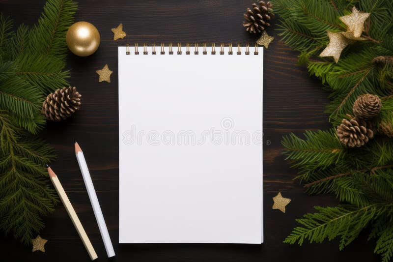 Notepad and Pencil on a Dark Background, Generative AI. Stock Illustration - Illustration of ...