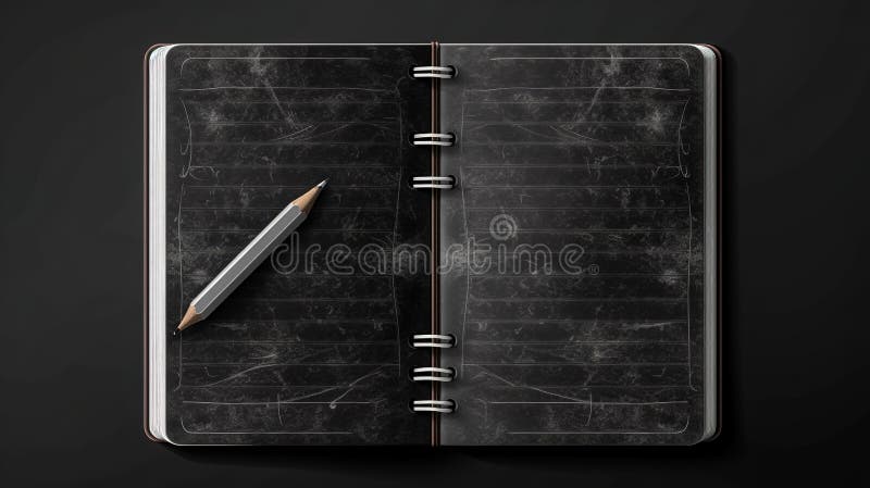 Notepad and Pencil on a Dark Background, Generative AI. Stock ...