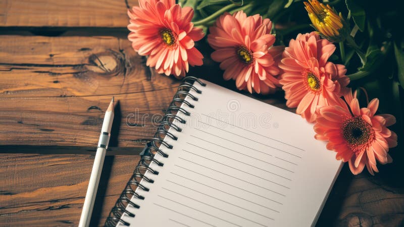 Notepad and Pencil on a Dark Background, Generative AI. Stock Illustration - Illustration of ...