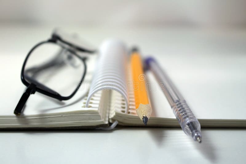 Notepad with Pencil and Pen Points Stock Photo - Image of memo ...