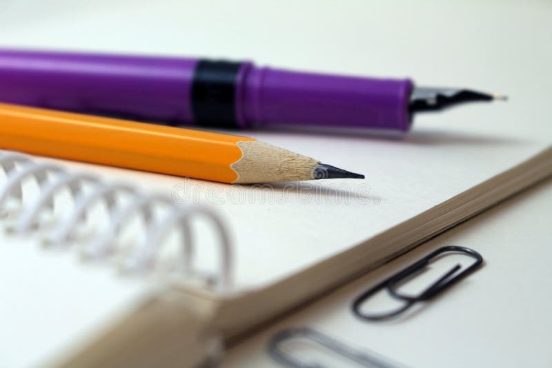 Notepad with Pencil and Pen Stock Photo - Image of message, note: 103487534