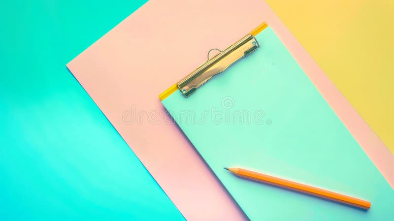 A Notepad, Pencil, and Ruler Rest on a Colorful Pastel Backdrop ...