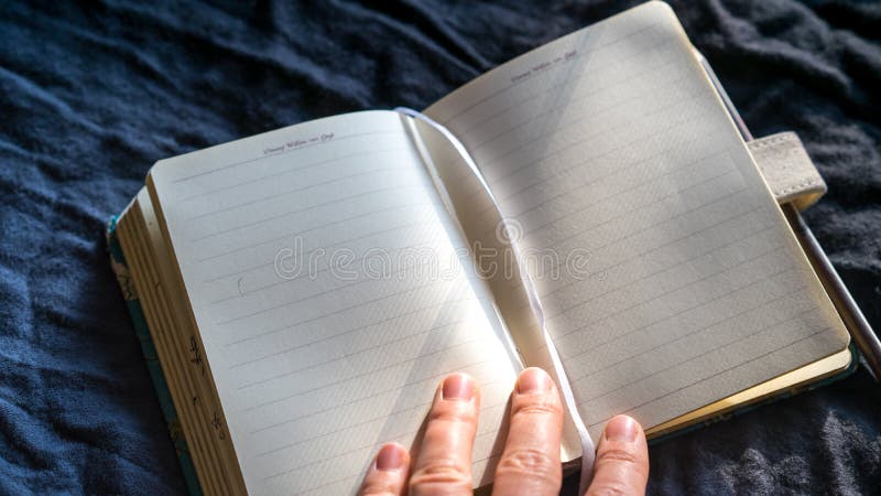 Opened Clean Page of a Notepad with a Pencil in Left Hand, Left Handed ...