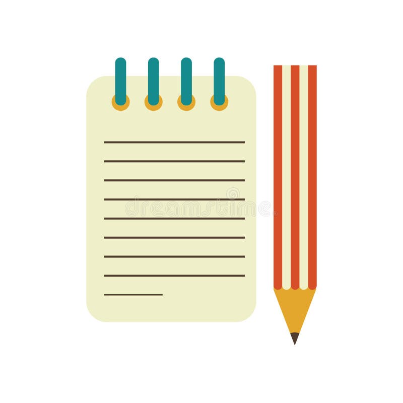 Notepad and Pencil. Vector Illustration Decorative Design Stock Vector ...