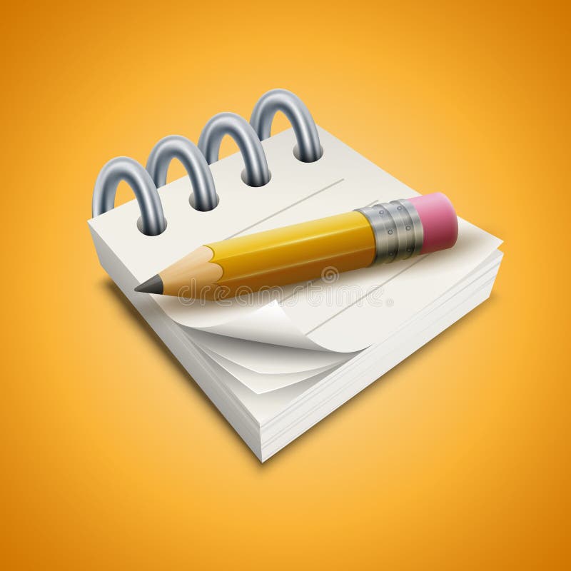 Notepad and pencil stock vector. Illustration of message - 73783167