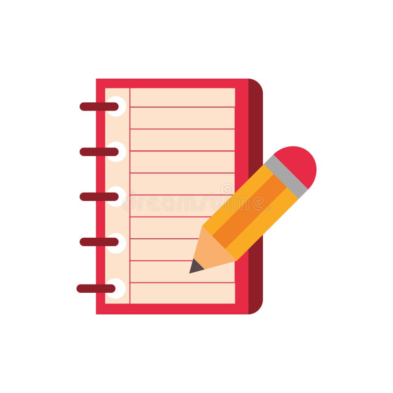 Notepad and Pencil Writing Education School Icon Design Stock Vector ...