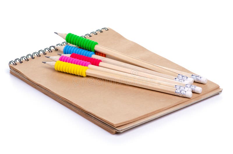 Notepad and pencils stock photo. Image of color, album - 177000740