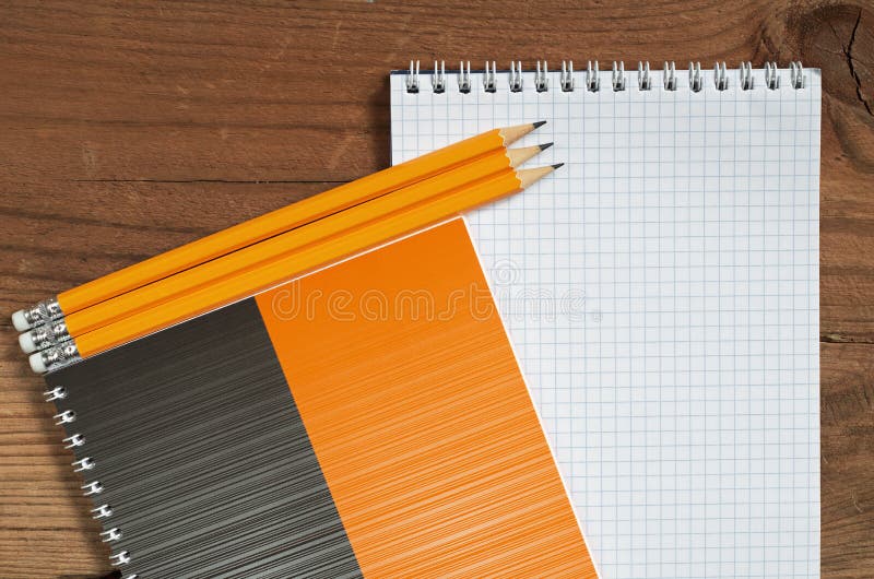 Notepad and pencils stock image. Image of college, checkered - 80134733