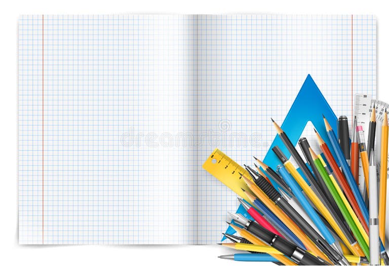 Notepad and pens stock vector. Illustration of school - 43403988