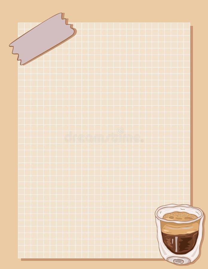 Notepad Printable Page Decorated with Coffee Cup Stock Vector ...