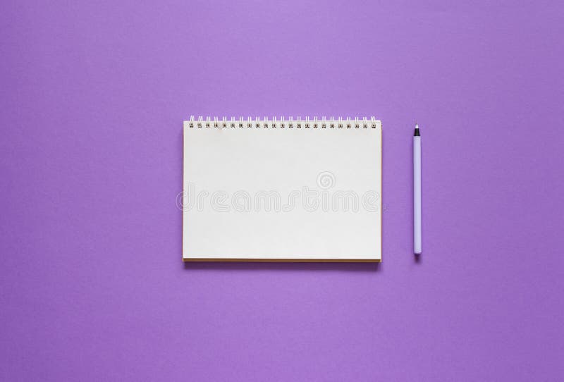 Notepad on a Purple Background Stock Image - Image of open, paper ...
