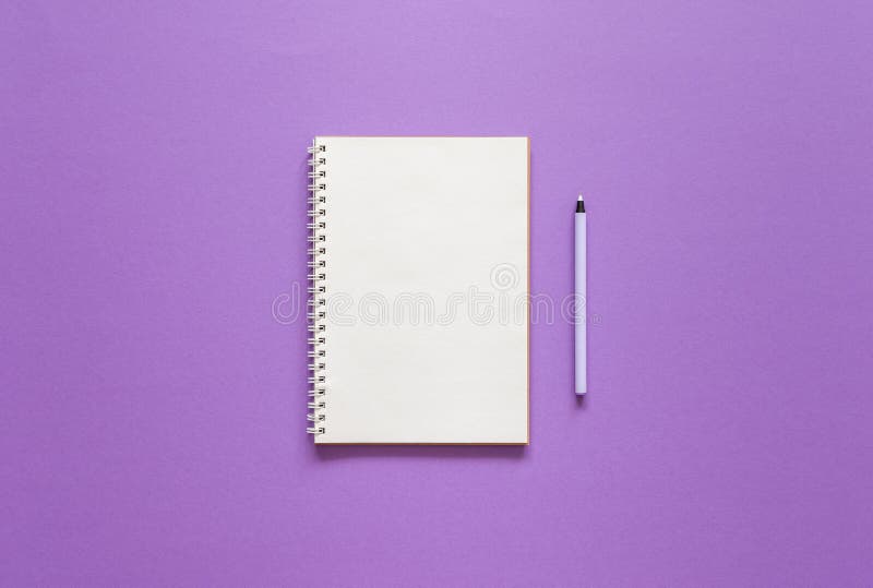 Notepad on a Purple Background Stock Image - Image of memo, copy: 175327059