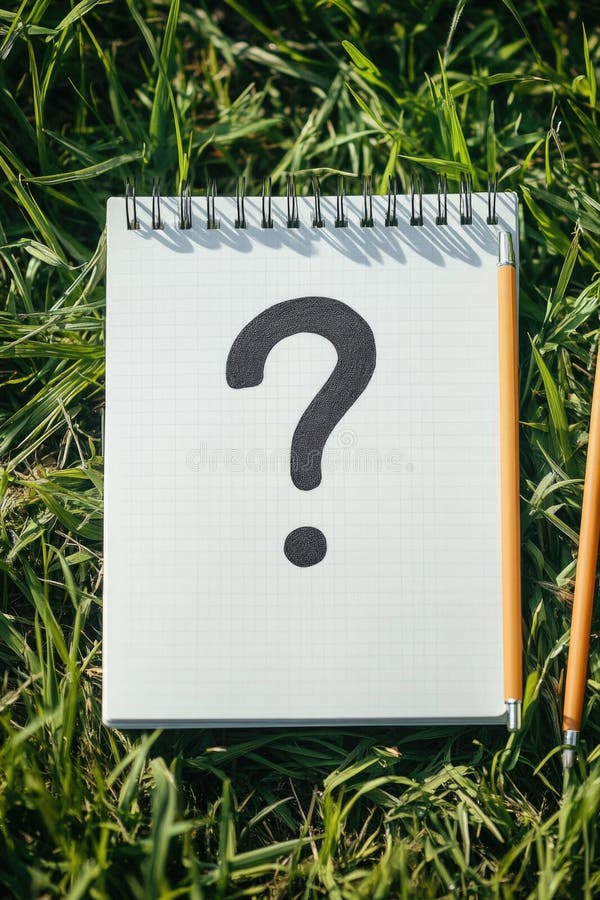 Notepad with Question Mark in Grass Stock Image - Image of puzzle ...