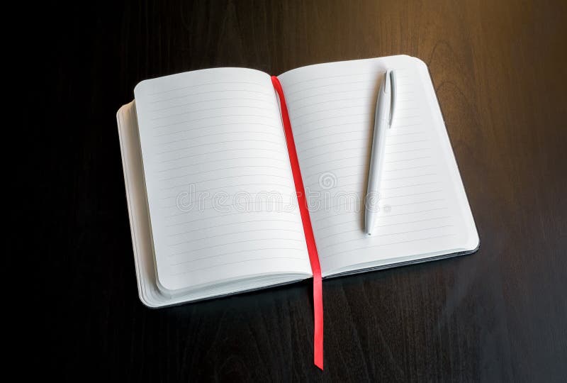 Notepad Red Bookmark Dark Table Pen Stock Photos - Free & Royalty-Free ...