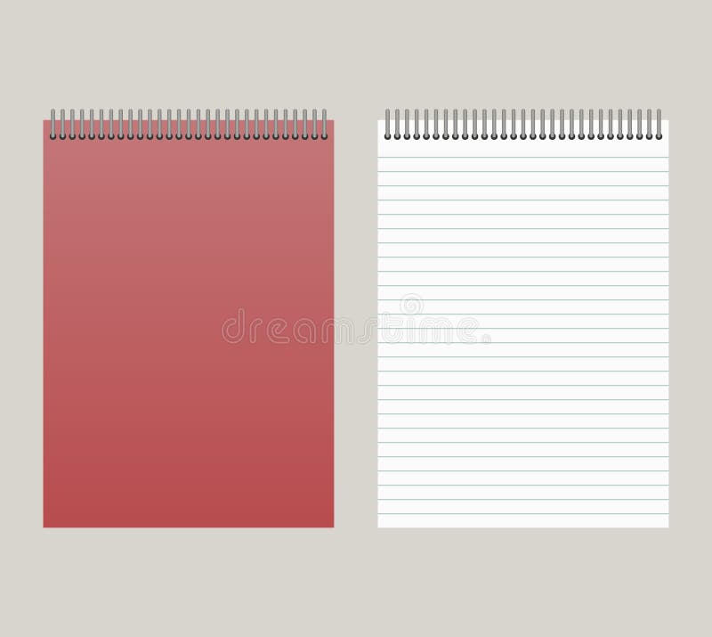 Notepad with a Red Cover and with a Binding from Above Stock Vector ...