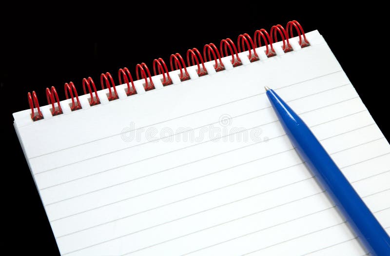 Empty Blank Ring, Spiral Notepad, One Gold Pen Stock Image - Image of ...