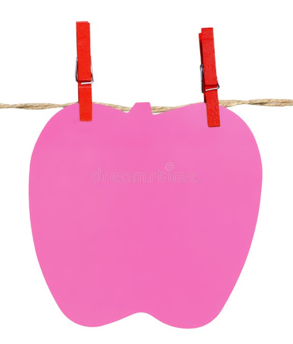 Notepad Shaped Apple Hanging from a Rope Stock Image - Image of white ...