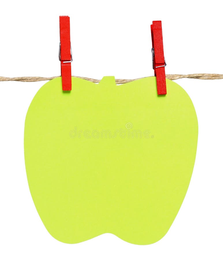 Notepad Shaped Apple Hanging from a Rope Stock Photo - Image of cord ...
