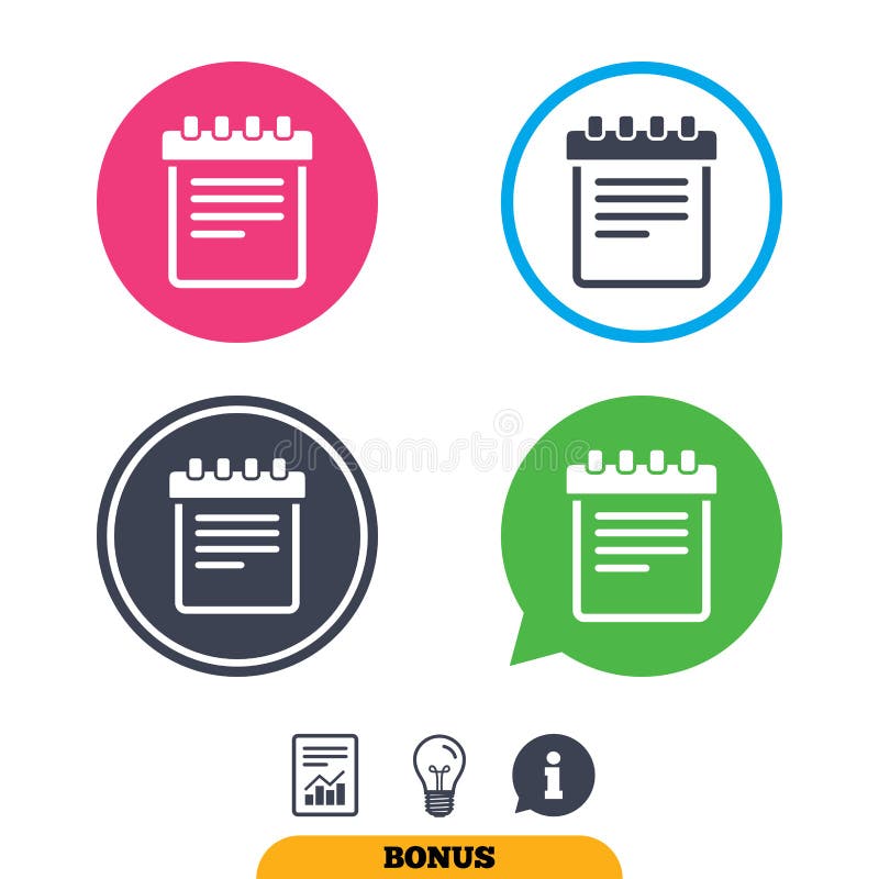 Notepad Sign Icon. Paper Notebook Symbol Stock Vector - Illustration of ...