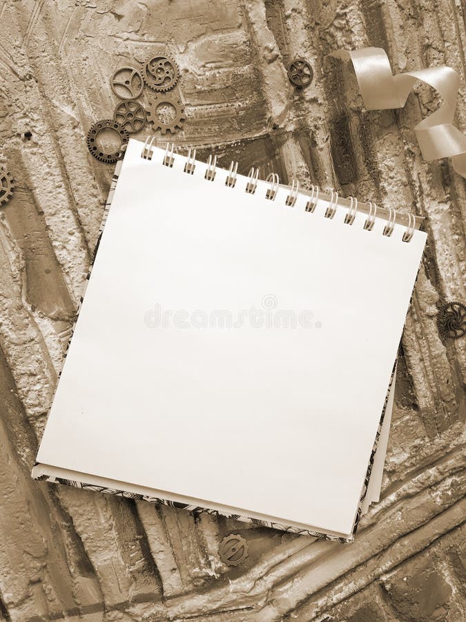 Notepad for the Sketch Against the Background of in Retro Style, Sepia ...