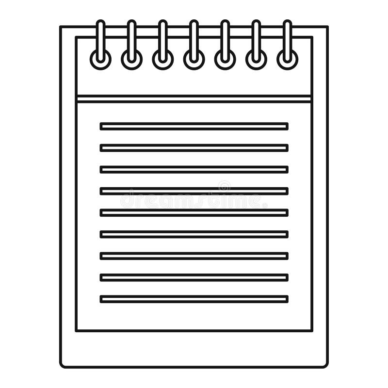 Notepad with Spiral Icon, Outline Style Stock Vector - Illustration of ...