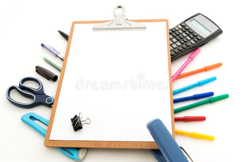 Notepad with Stationary Objects in the Background Stock Image - Image ...