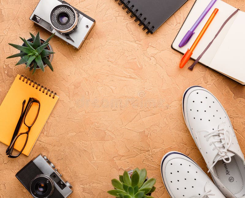 Notepad and Succulents on the Table. the Business Concept. Top View ...