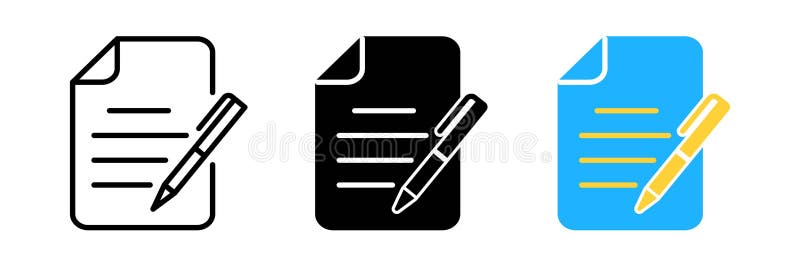 Notepad Symbol. Simple Flat Icon of Paper and Pen. Notebook with Some ...