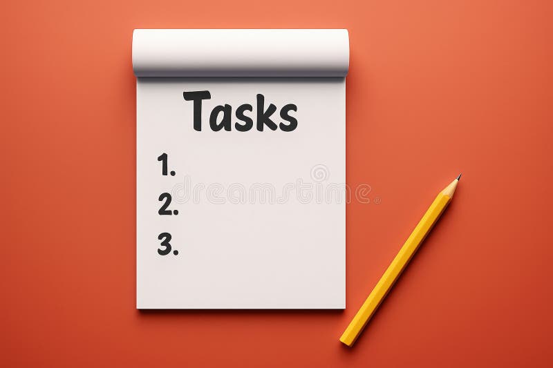 A Notepad with Tasks Written on it Next To a Pencil on a Red Background ...