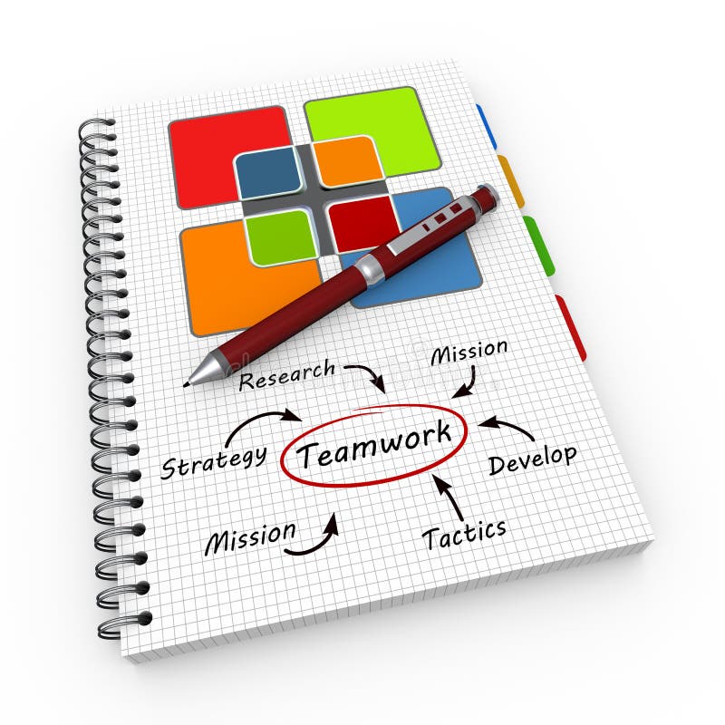 Notepad team collaboration stock illustration. Illustration of diagram ...