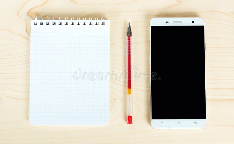 Notepad and Telephone on Table Stock Image - Image of document, notepad ...