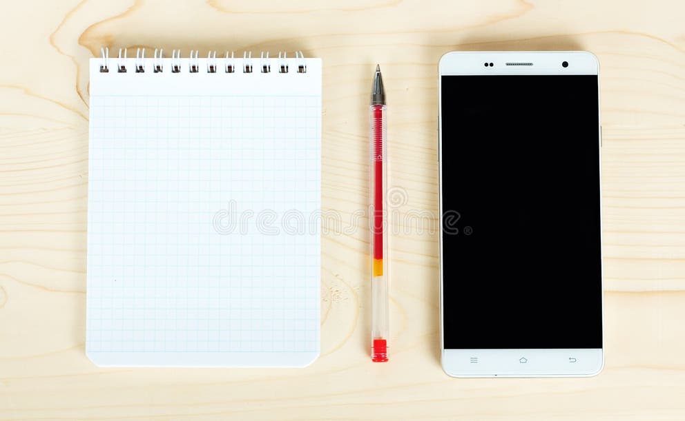 Notepad and Telephone on Table Stock Image - Image of document, notepad ...