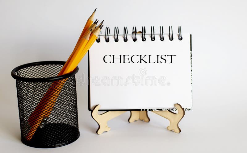Notepad and Text Checklist and Yellow Pencil Stock Photo - Image of ...