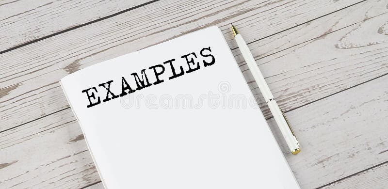 Notepad with Text EXAMPLES . White Background. Business Concept Stock ...