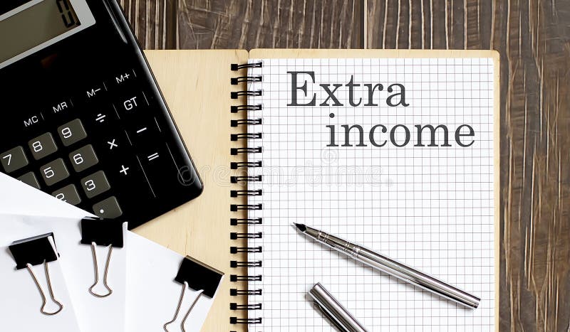 Extra Income is Shown Using the Text and Photo of Dollars Stock Image ...