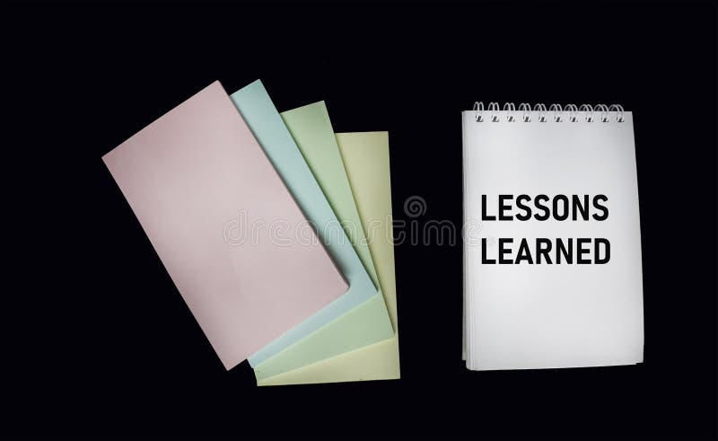 Notepad Text Lessons Learned Black Background Business Concept Stock ...